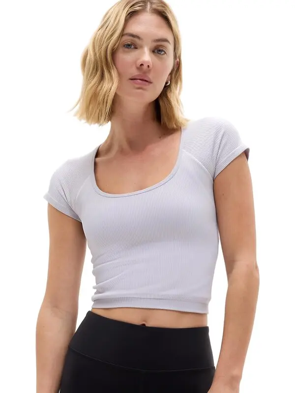 Athleta Recharge Seamless Open Back Tee - Dove Rib
