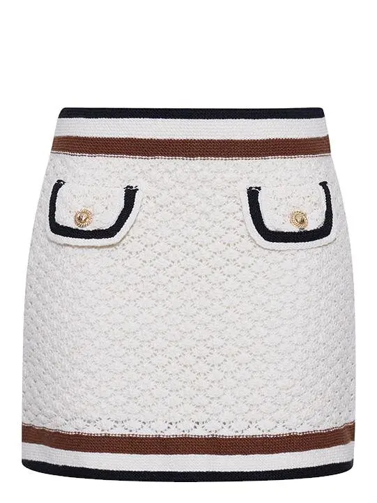 Cara Cara Pointelle Mini Skirt - Crochet Awning Knit