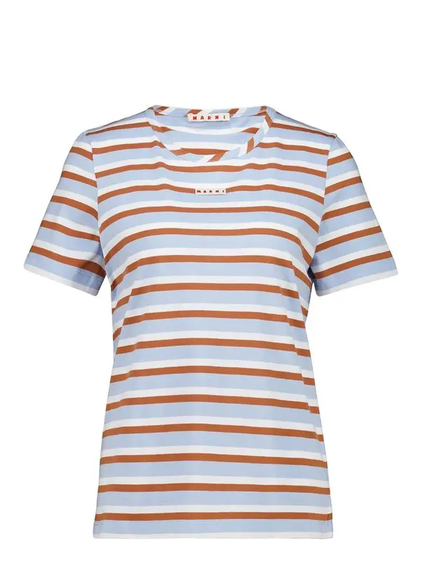 Marni Striped Cotton T-shirt - Blue