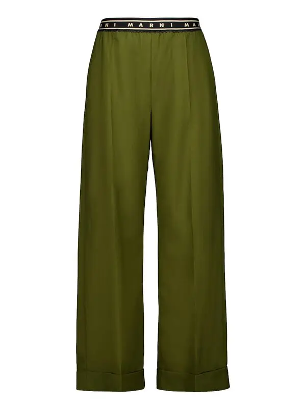 Marni Tropical Wool Straight-leg Trousers - Green