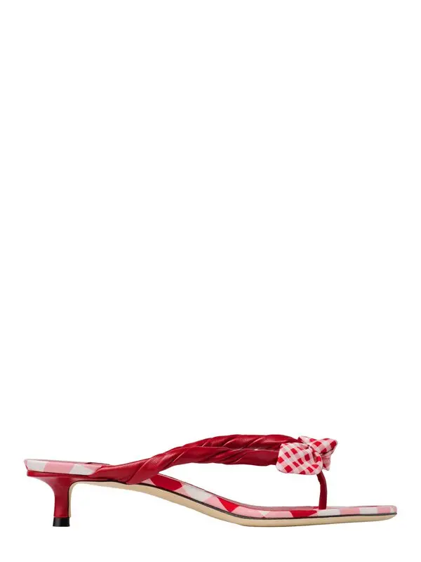 JIMMY CHOO Liss 35 Gingham Cotton Mule Sandals - Ruby Red Mix