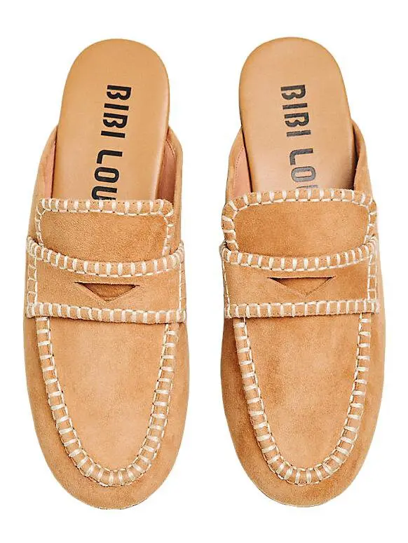 BIBI LOU Nela Suede Slip-on Loafers - Camel