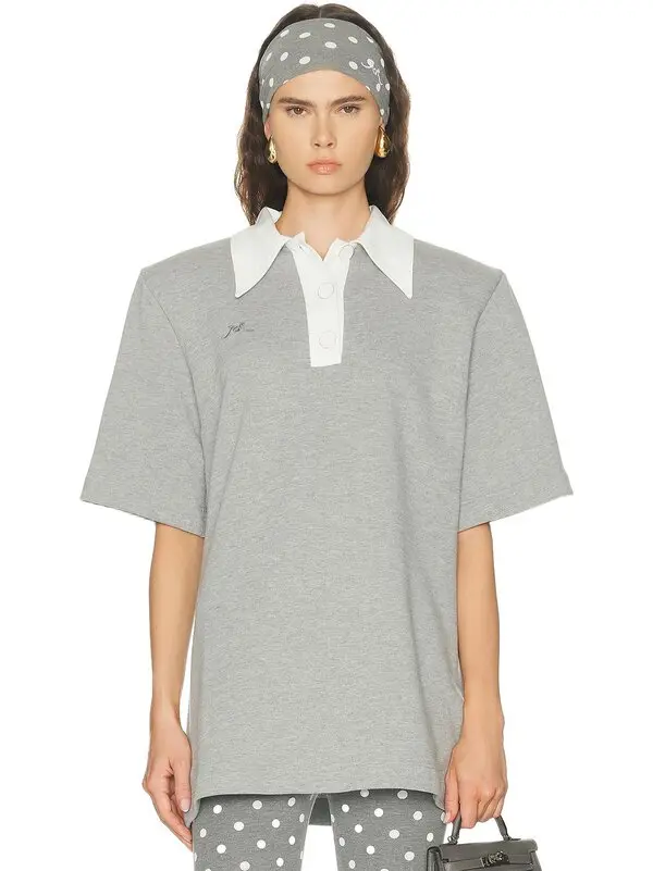 ROWEN ROSE Oversized Polo Top - Grey