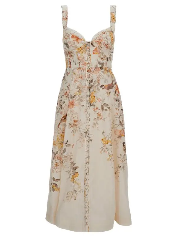 Zimmermann Abito Luna Con Bottoni - Beige