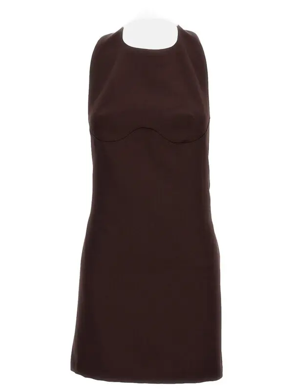 Elisabetta Franchi A-line Duchesse Mini Dress - Marrone