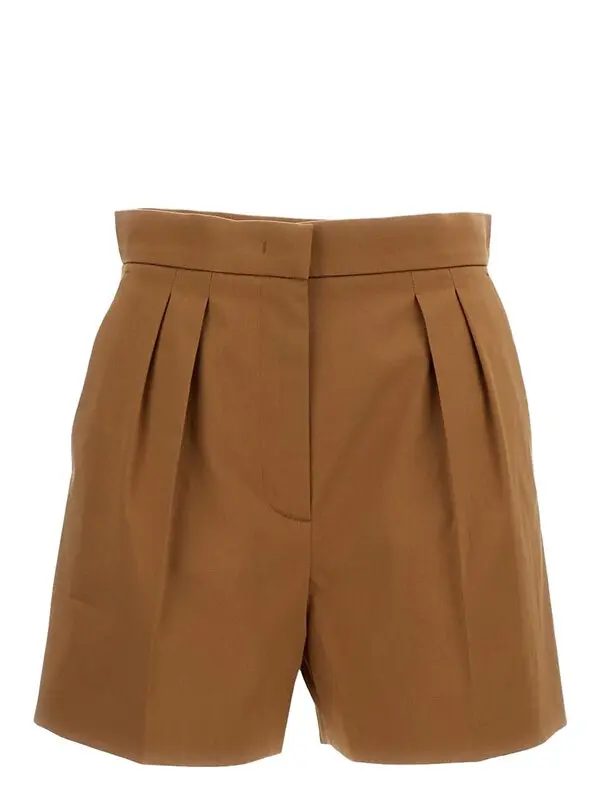 Max Mara Bacco Stretch Cotton Satin Shorts - Brown