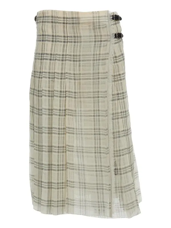 DURAZZI MILANO Midi Plaid Kilt Skirt - Multicolor