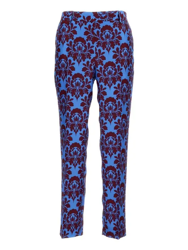 Alberto Biani Silk Damask Trousers - Sky Blue