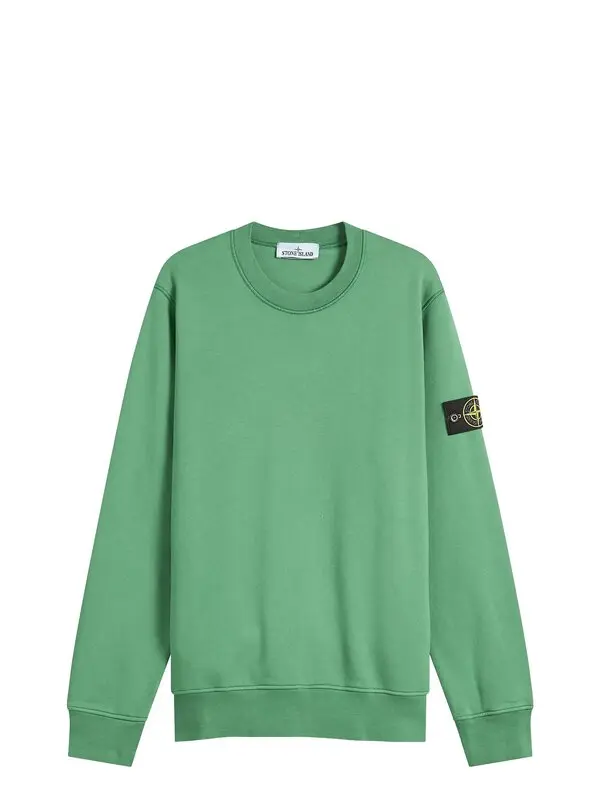 Stone Island Garment Dyed Crew Neck Sweatshirt - Malachite