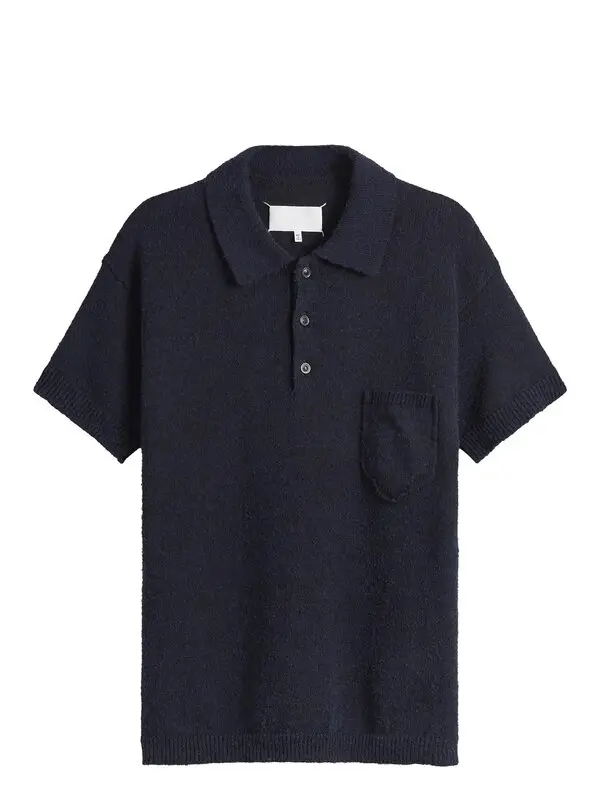 MAISON MARGIELA Knitted Polo Shirt - Blu/black