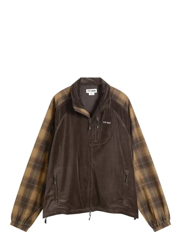TTT MSW Velours Tartan Sleeve Track Jacket - Brown