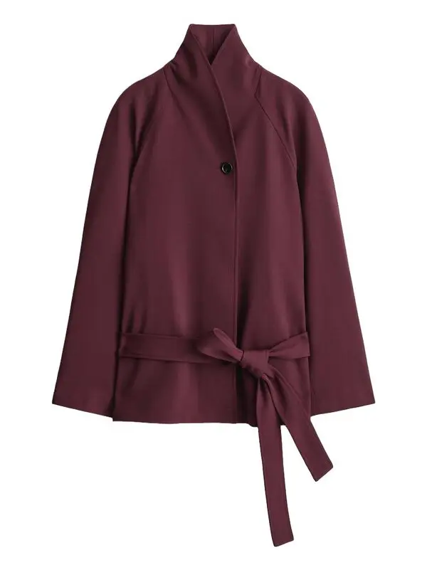 Cos Belted Wool-blend Shawl-collar Jacket - Red