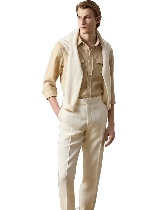 Ralph Lauren Gregory Hand-tailored Windowpane Trousers - Classic Cream