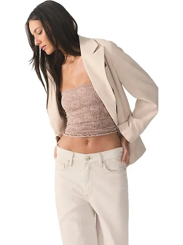 Free People Intimately Textured Floral Tube Top - Chocolate