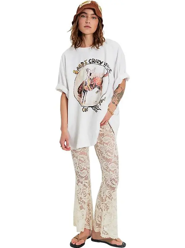 SABBI Oversized Tee With Cowboy Print - White