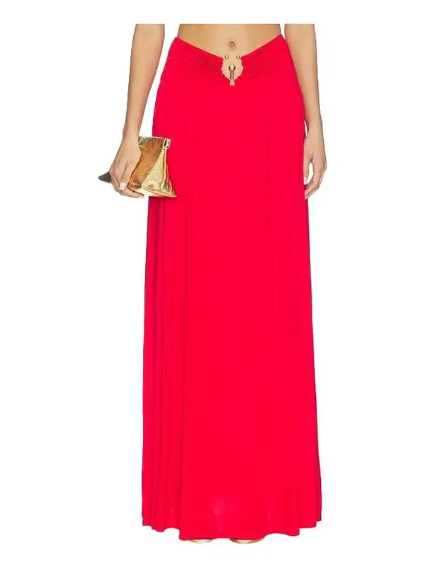 LOVERS AND FRIENDS Maxi Skirt With Gold Hardware - Red