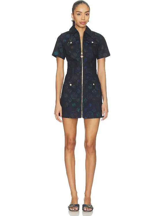 Casablanca Monogrammed Denim Dress - Black