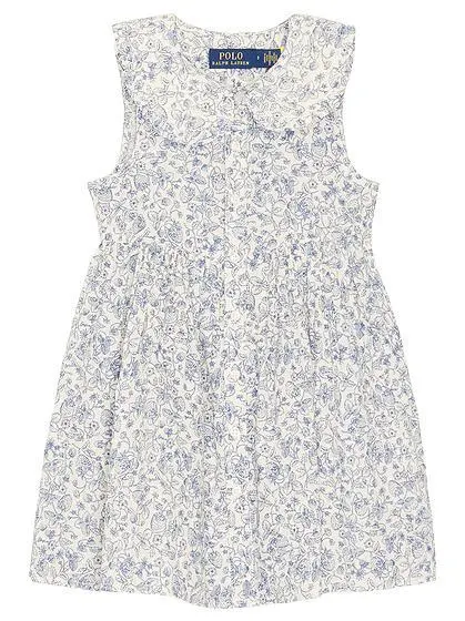Polo Ralph Lauren Sleeveless Floral Cotton Shirt Dress - Blue