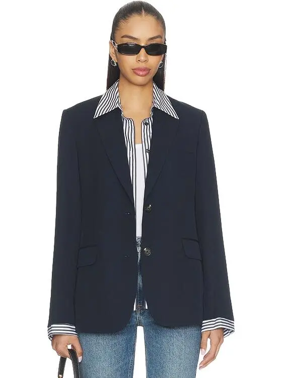 Rag & Bone Frank Poplin Combo Blazer - Navy