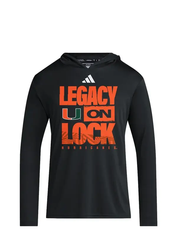 Adidas Miami Hurricanes 2026 Legacy On Lock March Madness D4t Long Sleeve Hoodie - Multi / Black / White