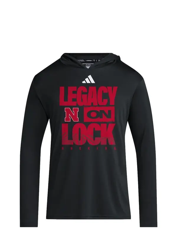 Adidas Nebraska Huskers 2026 Legacy On Lock March Madness D4t Long Sleeve Hoodie - Ncaa-neb-7t8 / Black / White