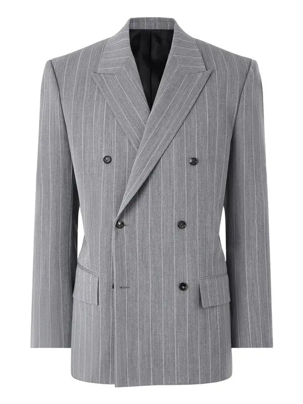 Bottega Veneta Pinstriped Wool Blazer - Gray