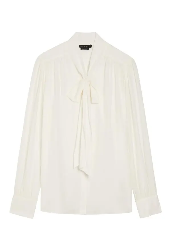 Alice + Olivia Tie-neck Georgette Blouse - White