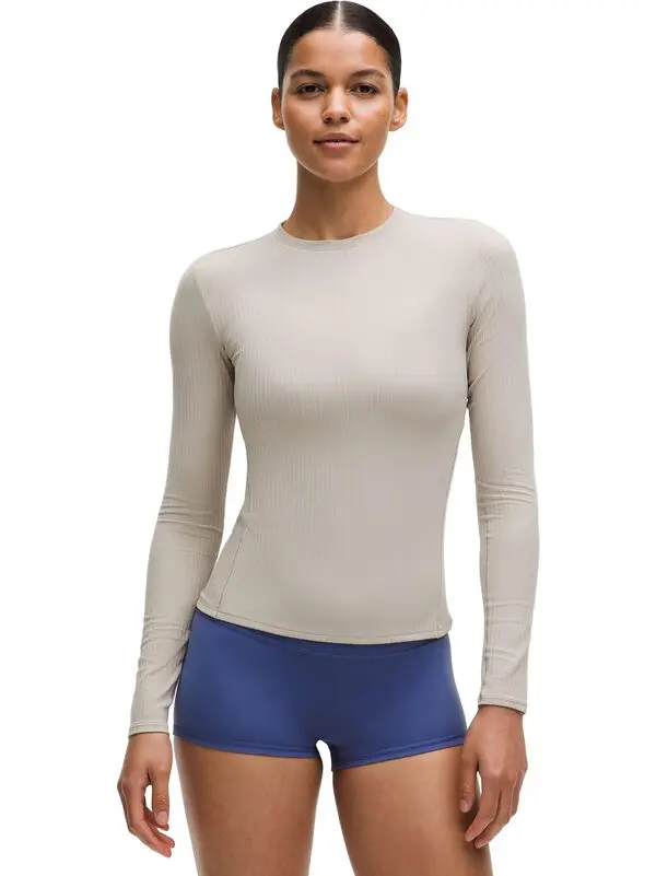 Lululemon Wundermost Ultra-soft Ribbed Nulu Crewneck Long-sleeve Shirt - Downtown Tan