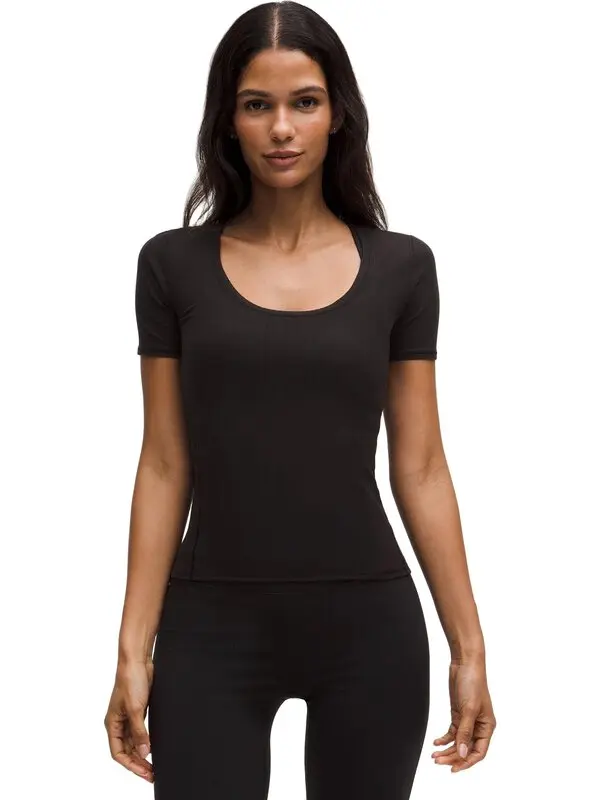 Lululemon Wundermost Ultra-soft Ribbed Nulu Scoop-neck Shirt - Black