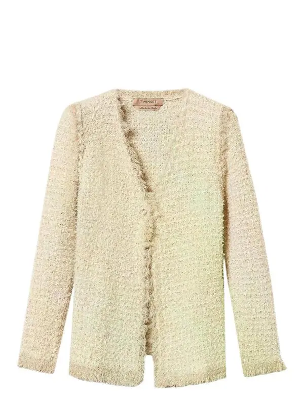 TWINSET Frayed Bouclé Jacket - Neutrals