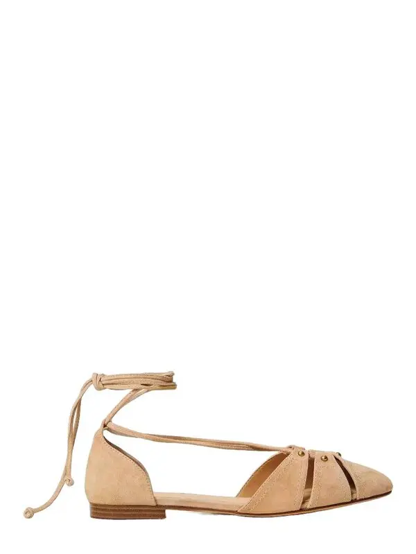 TWINSET Cut-out Ballet Flats With Stud Embellishment - Neutrals