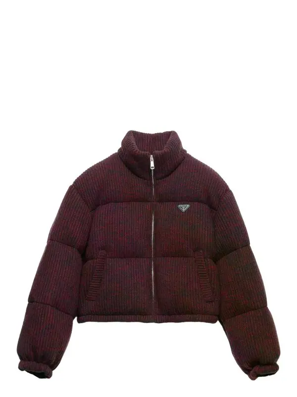 Prada Ribbed Padded Down Jacket - Red