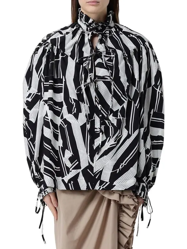Dries Van Noten Printed Cotton Blouse - Black