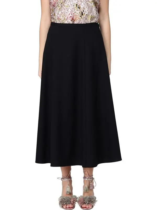 Alberta Ferretti Wool Blend Midi Skirt - Black