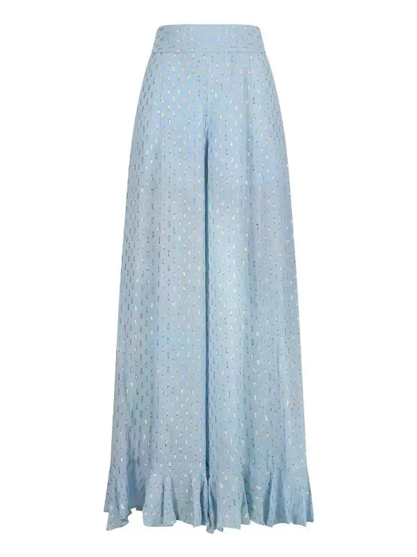 Zimmermann Daylight Ruffled-hem Palazzo Trousers - Blue