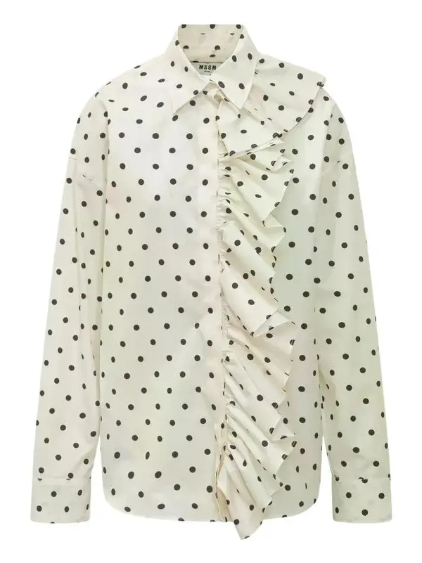 MSGM Polka-dot Ruffled Shirt - Neutrals