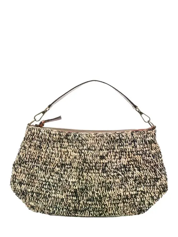 IBELIV Woven Shoulder Bag With Leather Trim - Neutrals