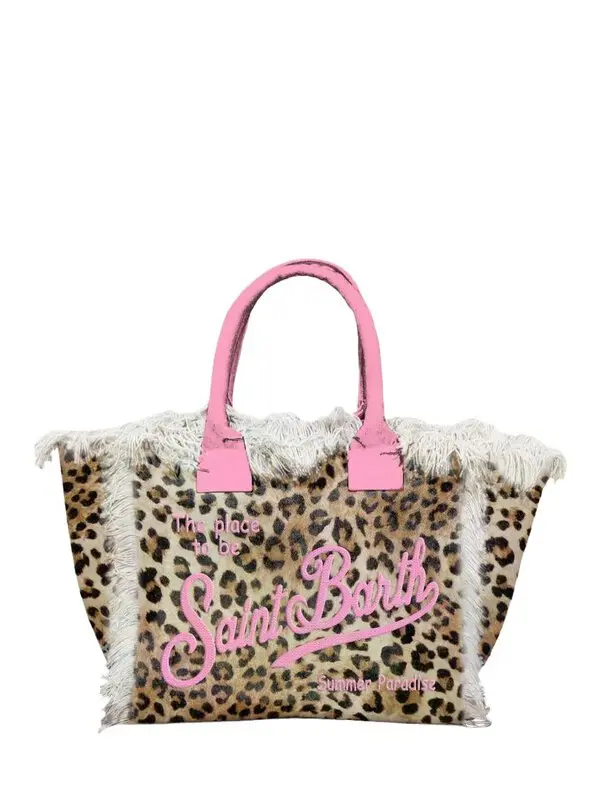 MC2 SAINT BARTH Leopard Print Fringed Tote Bag - Neutrals