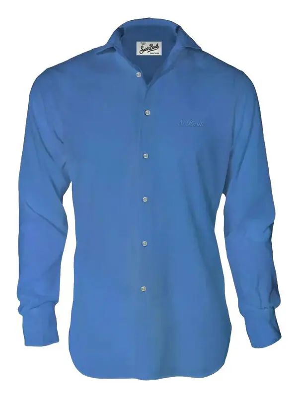 MC2 SAINT BARTH Embroidered Button-up Shirt - Blue