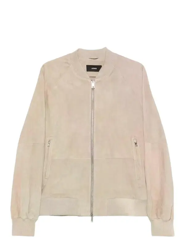 ARMA Dion Zipped Suede Jacket - Neutrals