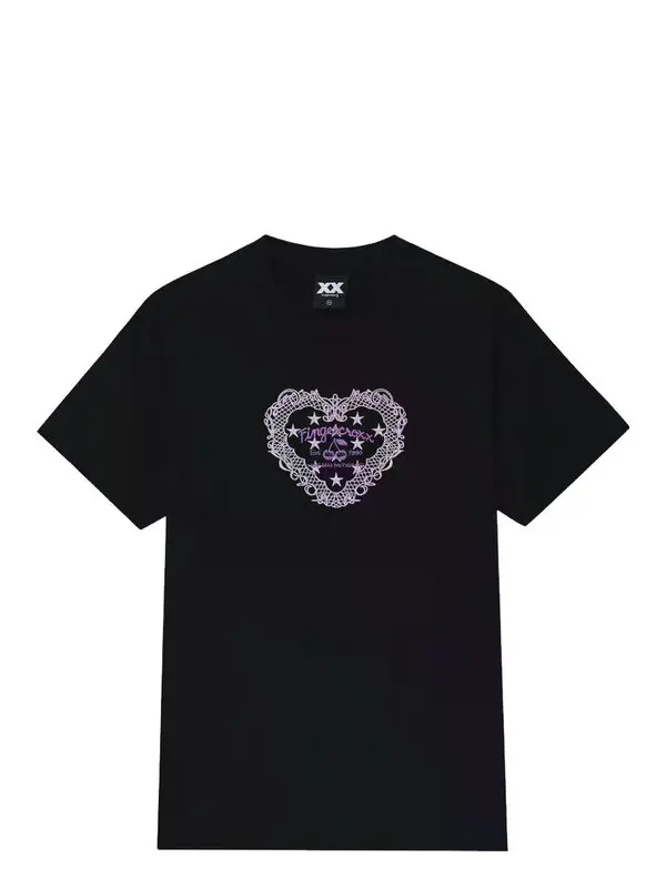 FINGERCROXX Heart-embroidered T-shirt - Black