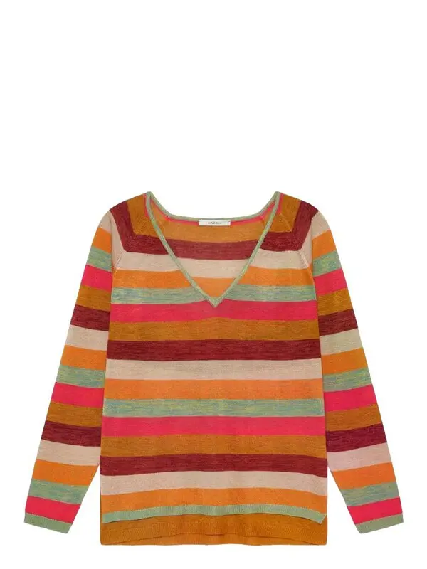 Malìparmi Striped V-neck Sweater - Red
