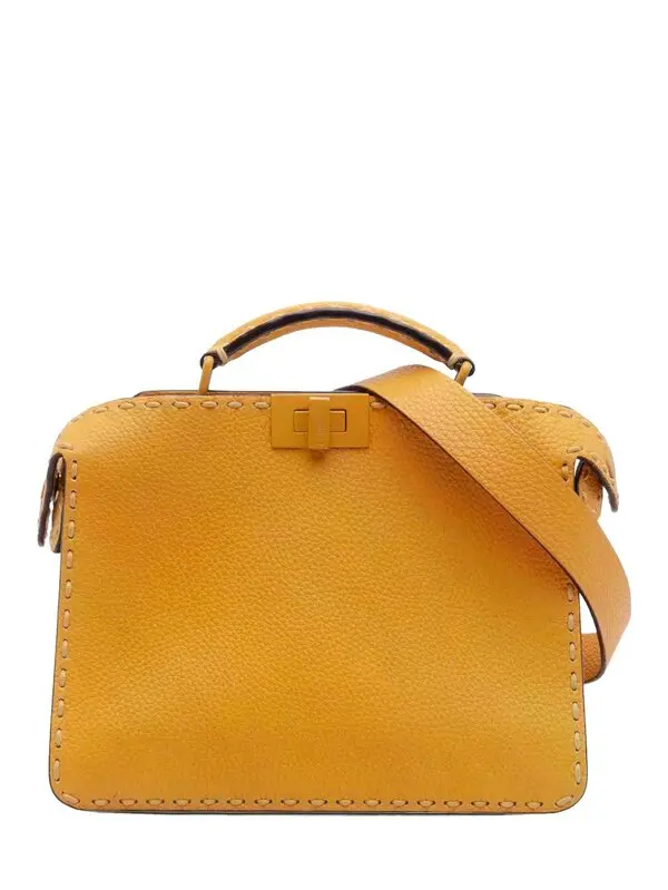 Fendi 2010-2025 Small Cuoio Romano Selleria Peekaboo Iseeu Satchel - Yellow