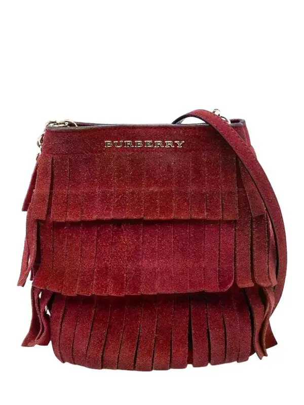 Burberry 2000-2017 Mini Suede Fringe Bucket Bag - Red