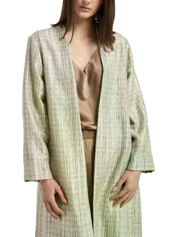 FORTE_FORTE Striped Pattern Coat - Green