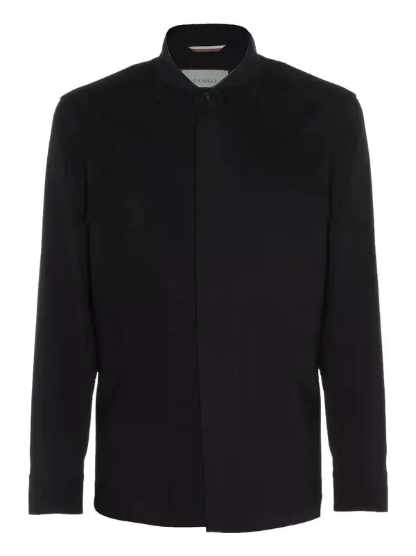 Canali Button-detail Shirt Jacket - Black