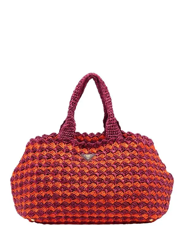 Prada 2013-2026 Canapa Raffia Tote Bag - Orange