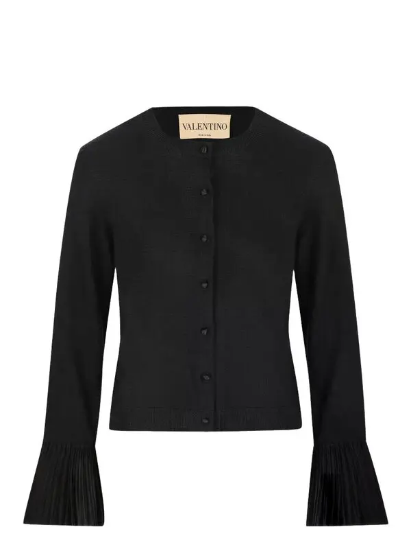 Valentino Garavani Pleated-cuffs Cardigan - Black