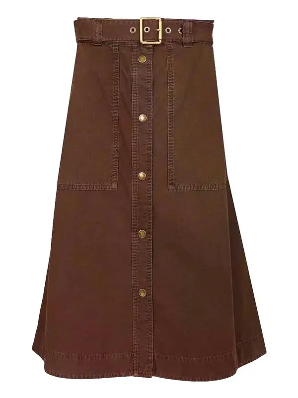 Moncler Midi Buttoned Skirt - Brown