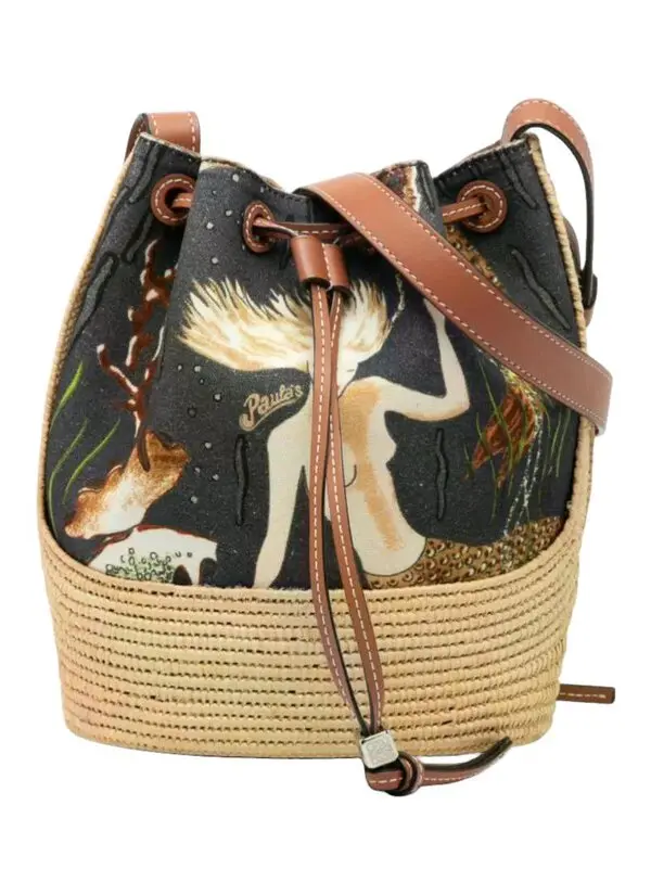 Loewe Mermaid Print Balloon Bucket Bag - Grey